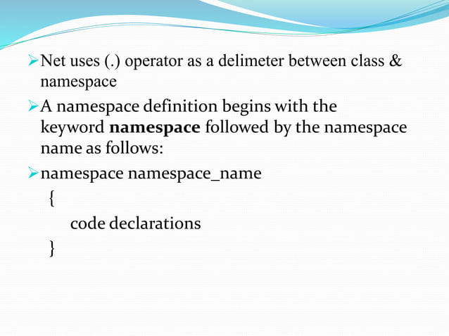 Namespaces in C# | PPTX | Programming Languages | Computing