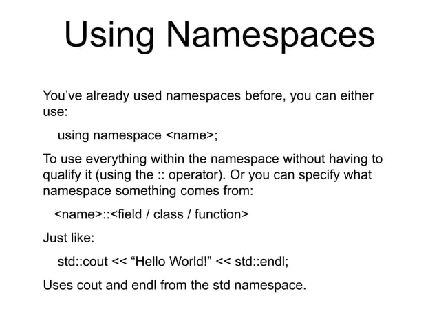 Namespaces | PPT