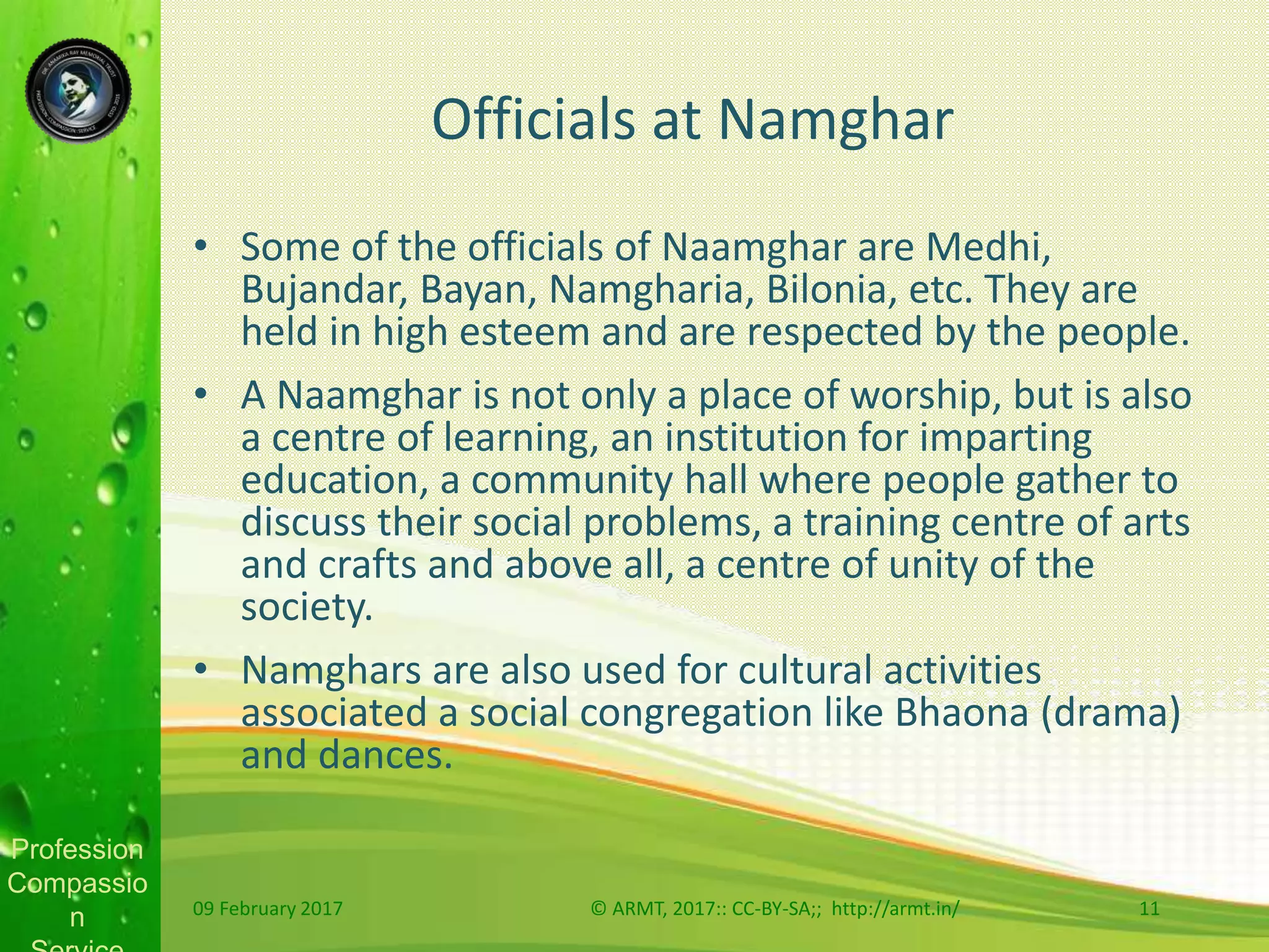 Namghar - A community meeting place | PPTX