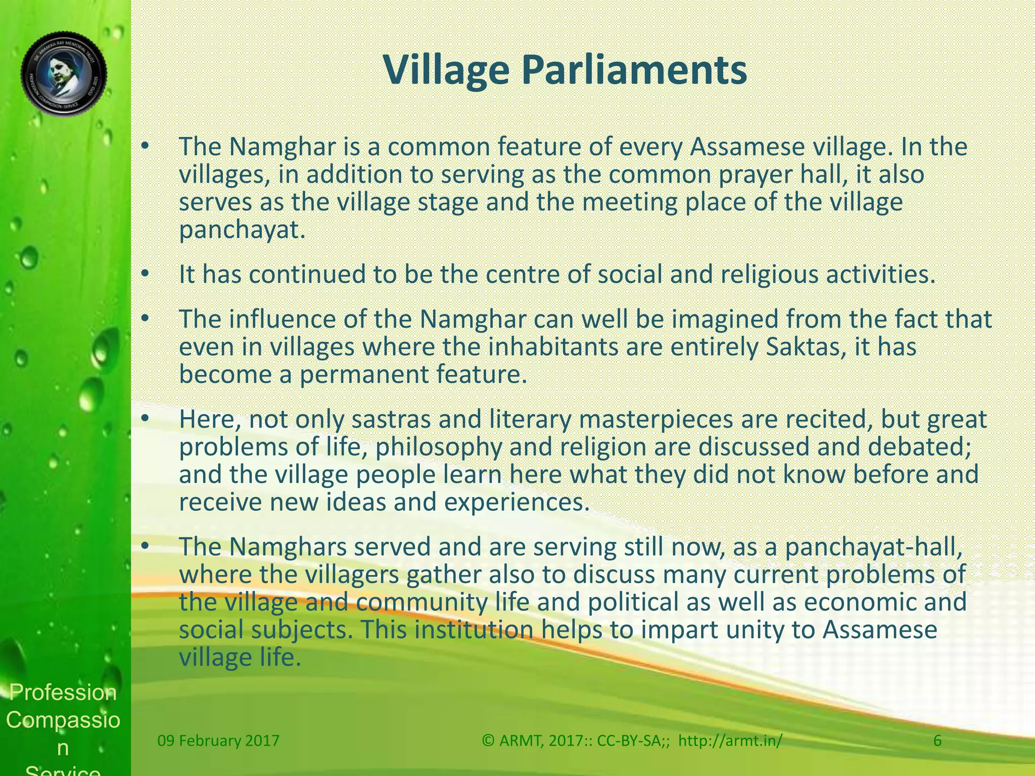 Namghar - A community meeting place | PPTX