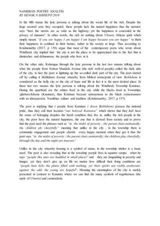 The Presentation of Windhoek’ Social Contrasts in the Poem “From Within ...