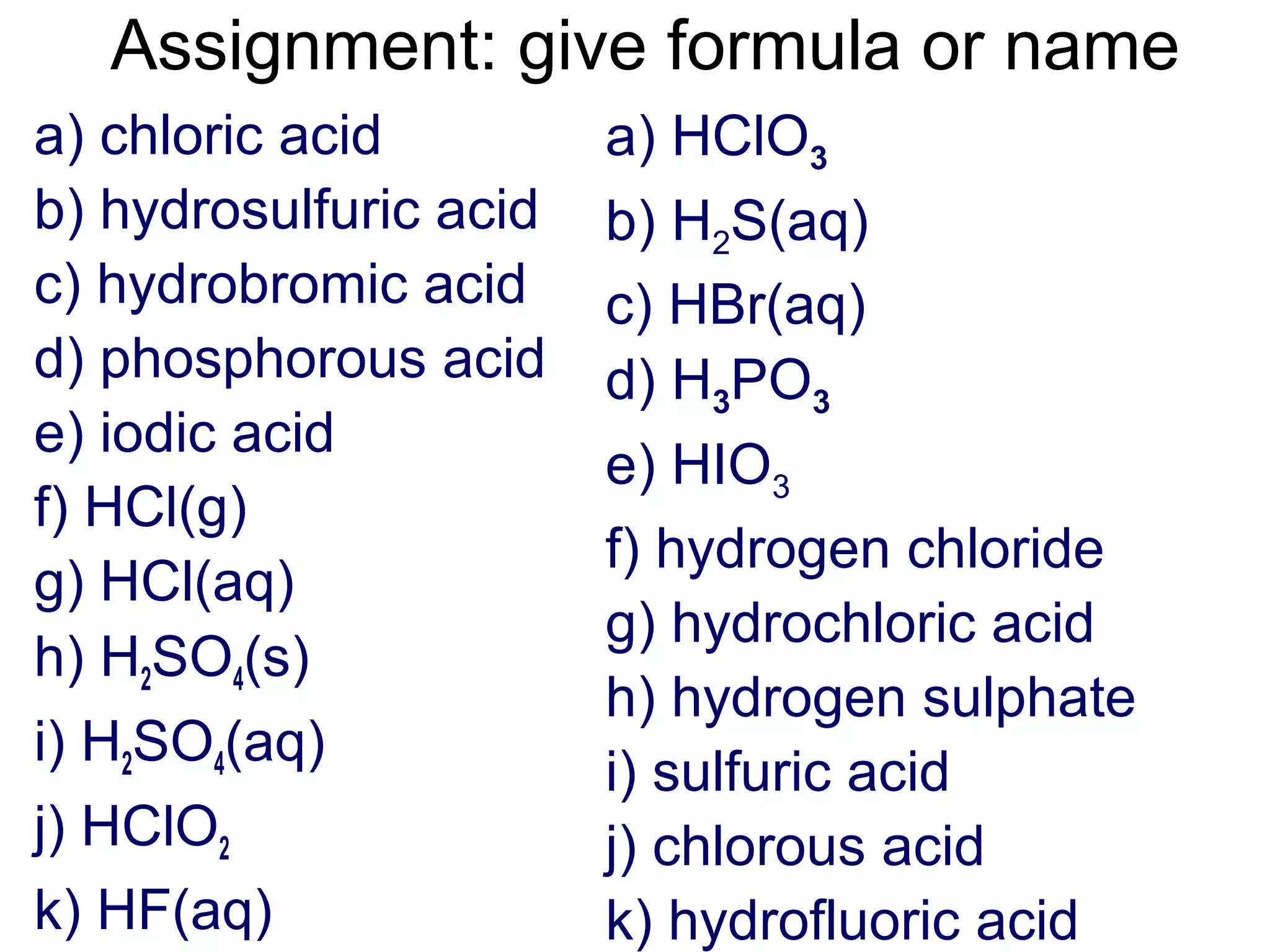 Naming acids-bases Chemicals | PPT