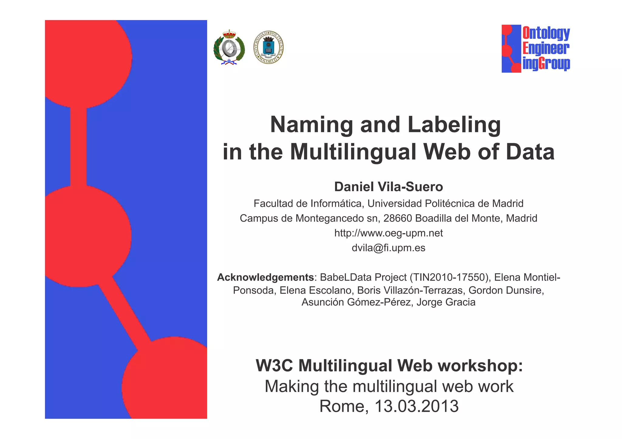 Naming And Labeling In The Multilingual Web Of Data Ppt
