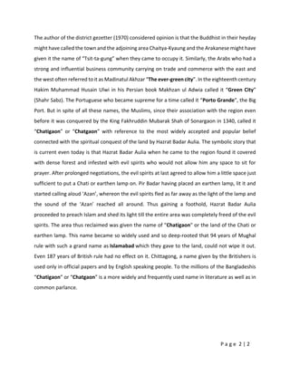Naming History of Chittagong Bangladesh | PDF