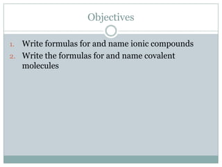 Naming and writing compounds and molecules | PPTX