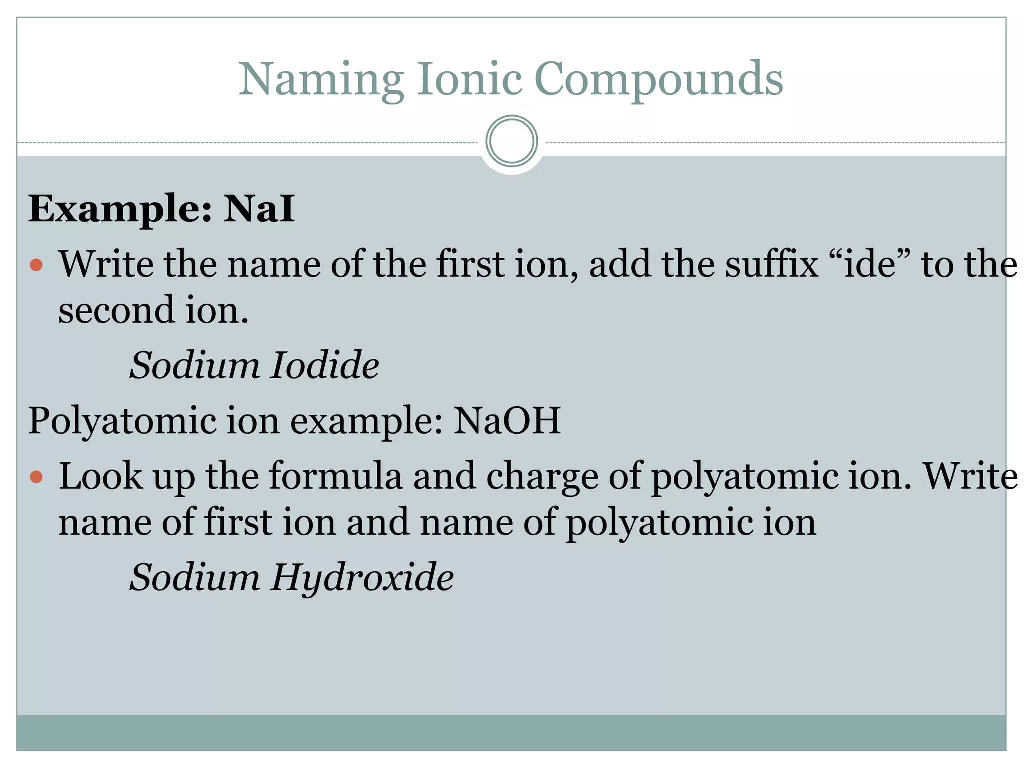 Naming and writing compounds and molecules | PPT