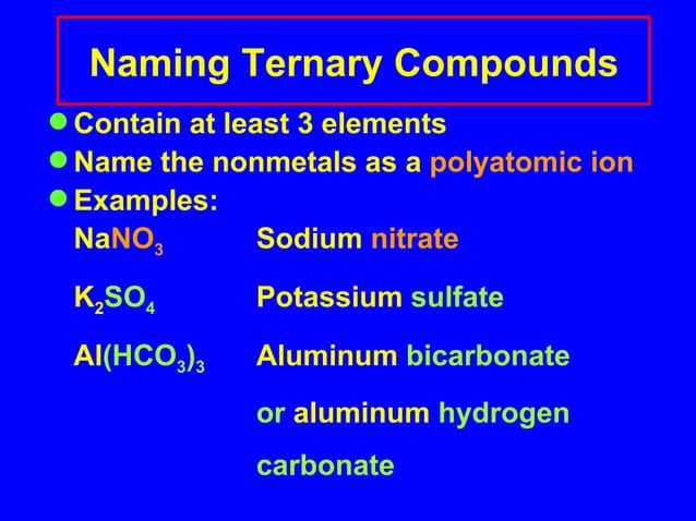 Naming binary and ternary compounds | PPT | Chemistry | Science