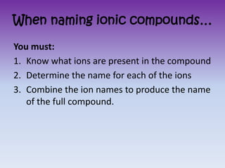 Naming ionic compounds | PPTX