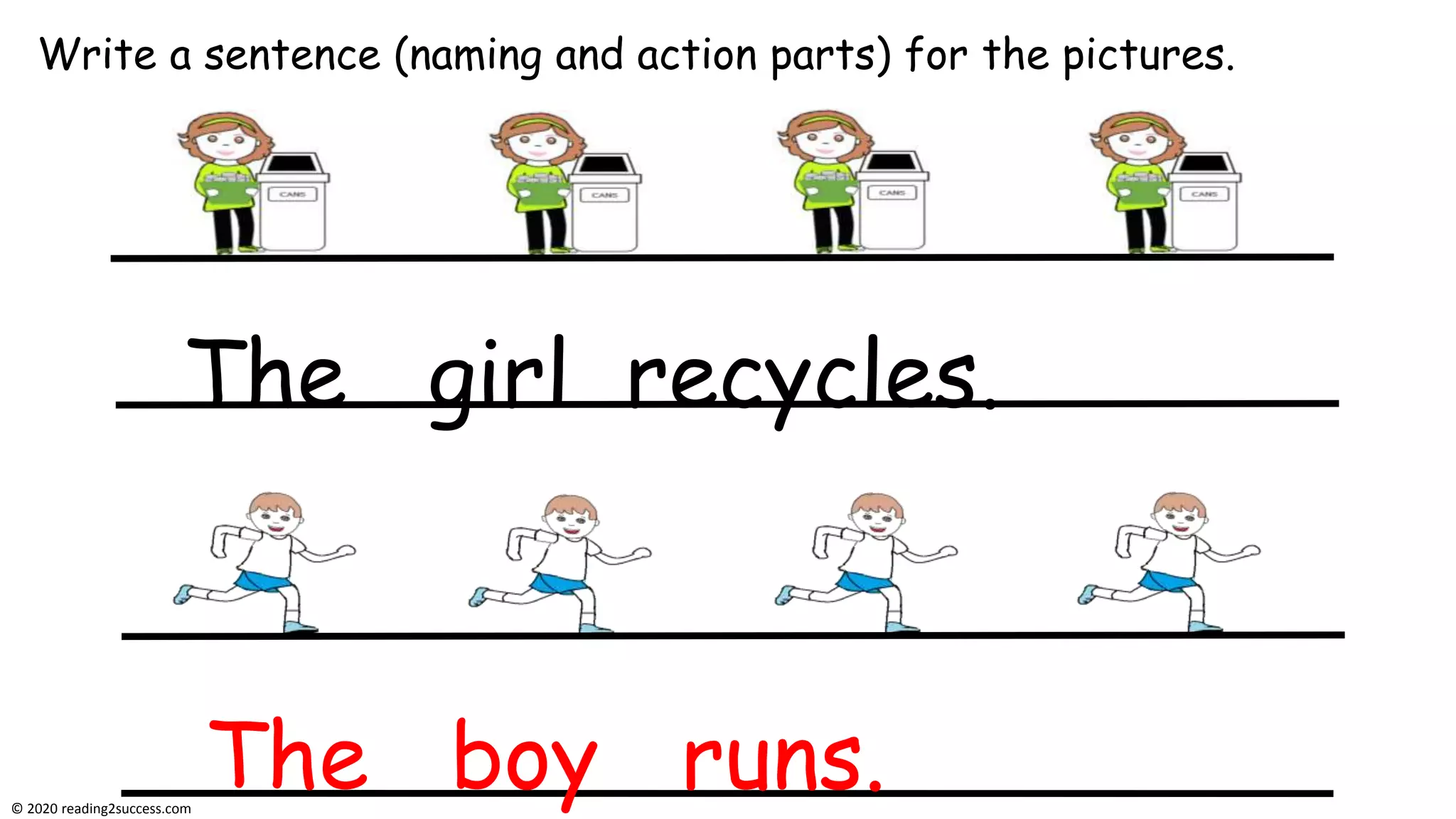 Teaching Simple Sentences - naming part and action part | PPTX