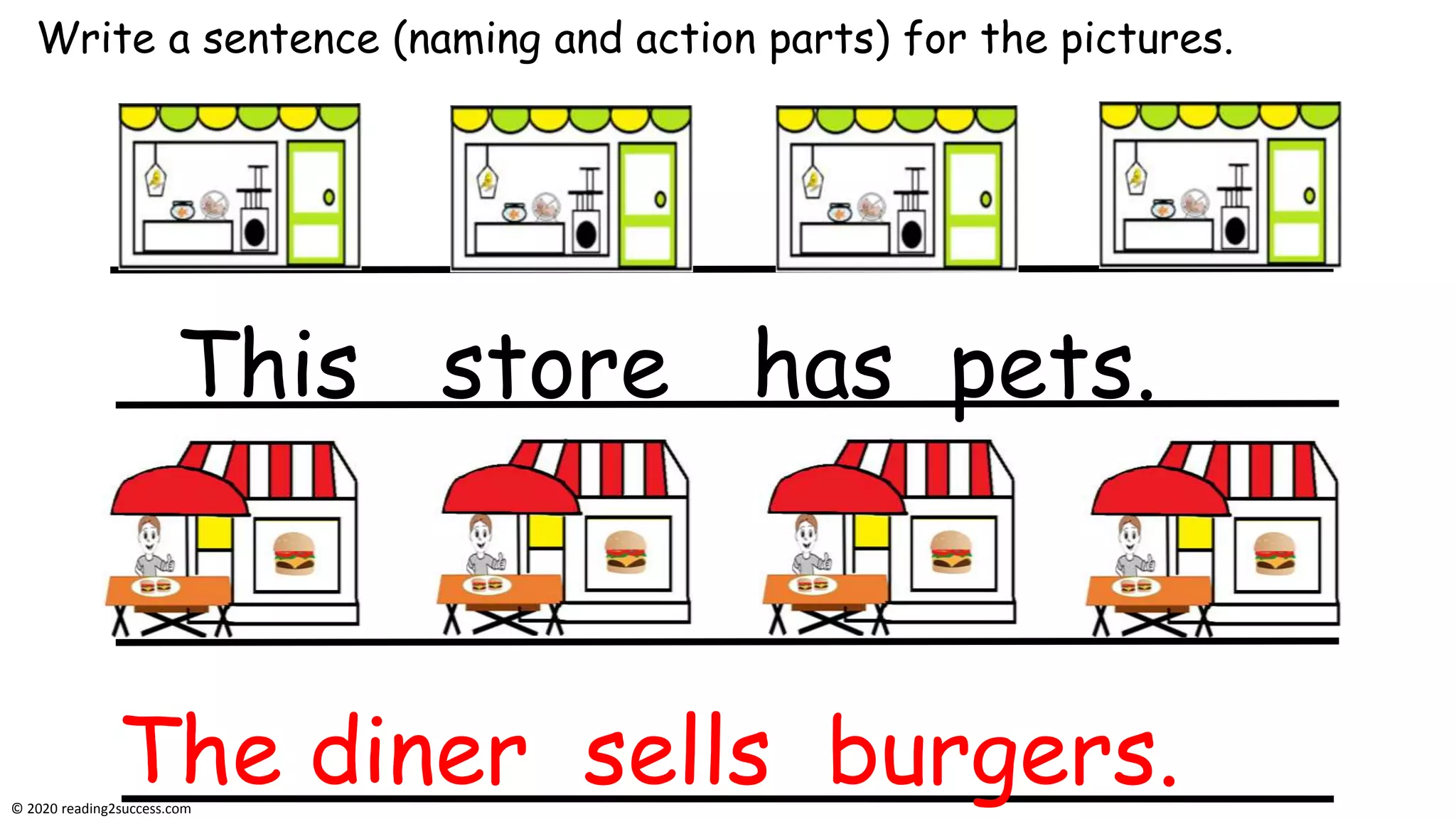 Teaching Simple Sentences - naming part and action part | PPTX