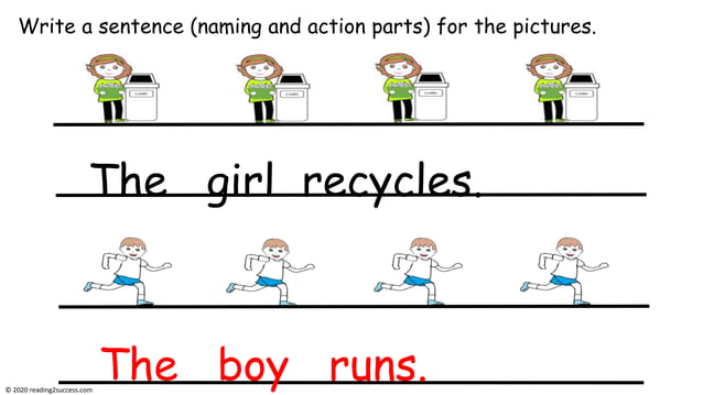 Teaching Simple Sentences - naming part and action part | PPTX