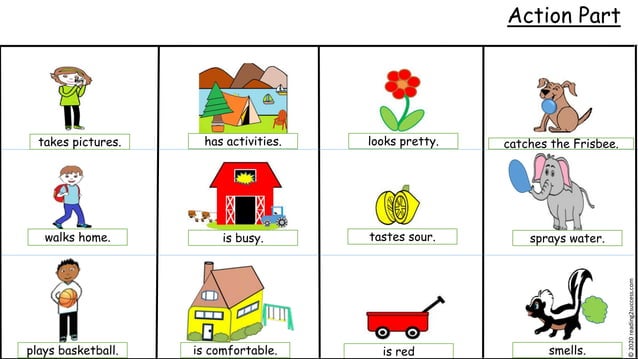 Teaching Simple Sentences - naming part and action part | PPTX