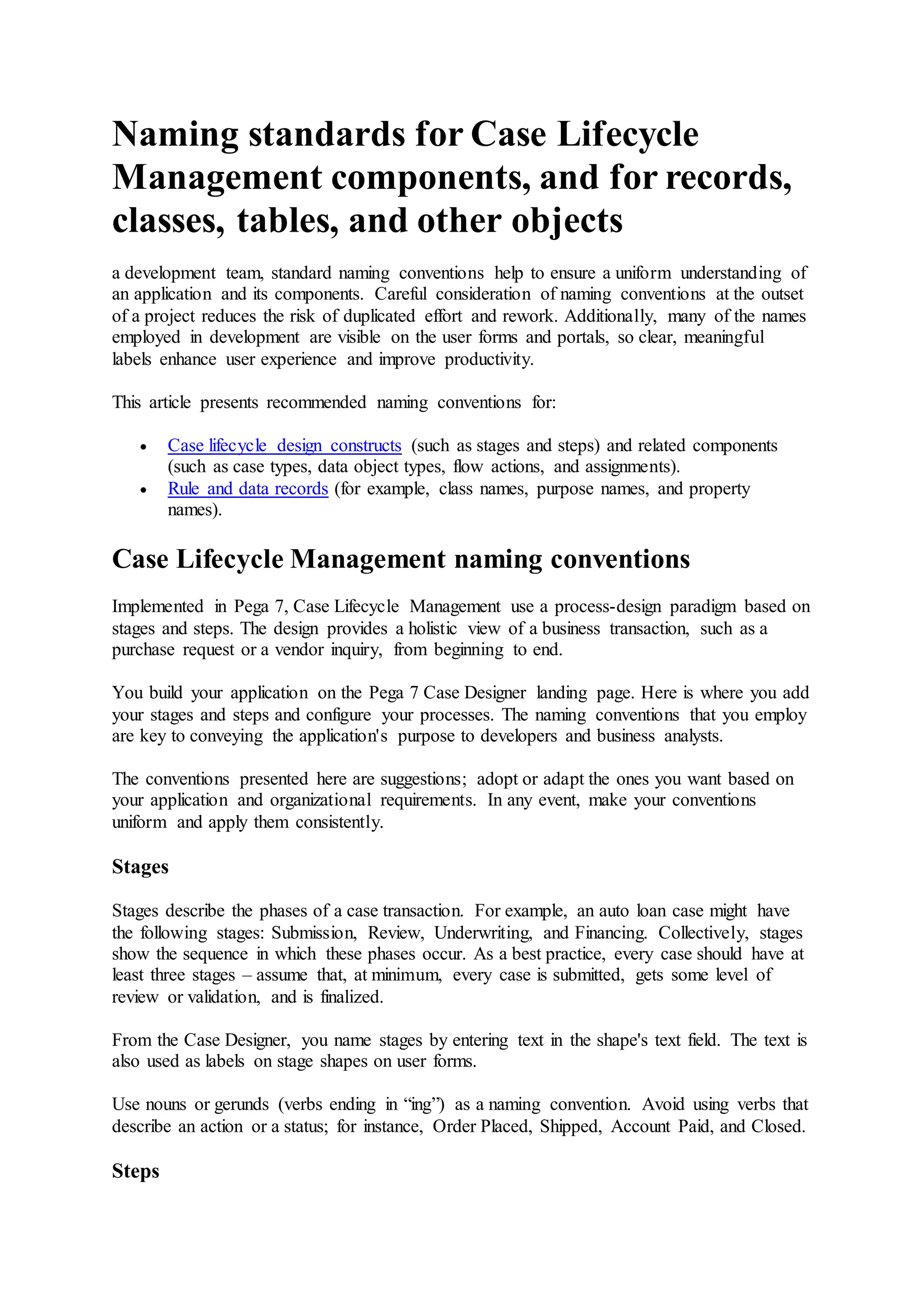 PEGA Naming standards for pega rules | PEGA PRPC Training | DOCX