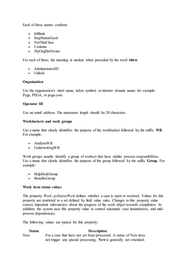 PEGA Naming standards for pega rules | PEGA PRPC Training | DOCX | Programming Languages | Computing