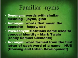 Naming the nyms | PPTX