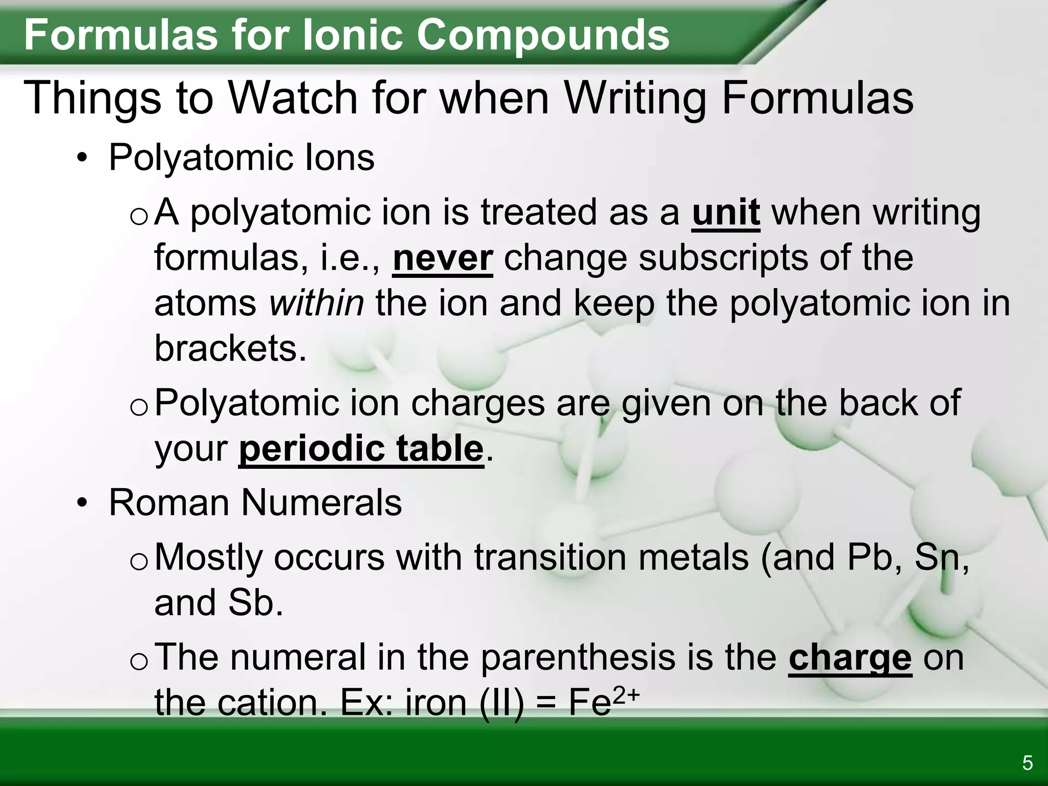 Naming & Writing Ionic Formulas PowerPoint | PPTX