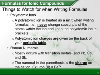 Naming & Writing Ionic Formulas PowerPoint | PPTX