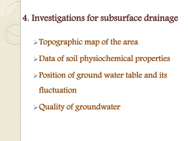 DESIGN OF SUBSURFACE DRAINAGE SYSTEM | PPTX | Gardening | Home & Garden