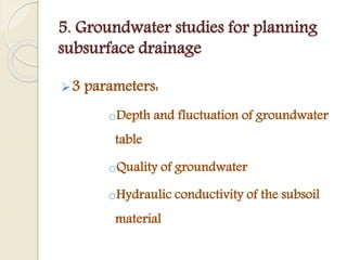 DESIGN OF SUBSURFACE DRAINAGE SYSTEM | PPTX