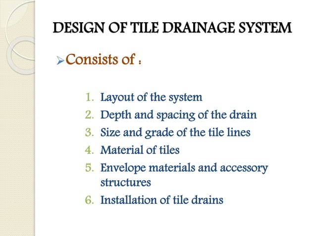 DESIGN OF SUBSURFACE DRAINAGE SYSTEM | PPTX | Gardening | Home & Garden