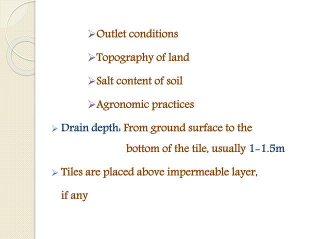 DESIGN OF SUBSURFACE DRAINAGE SYSTEM | PPTX | Gardening | Home & Garden