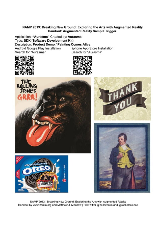 Exploring the Arts with Augmented Reality-Session Handouts | PDF ...