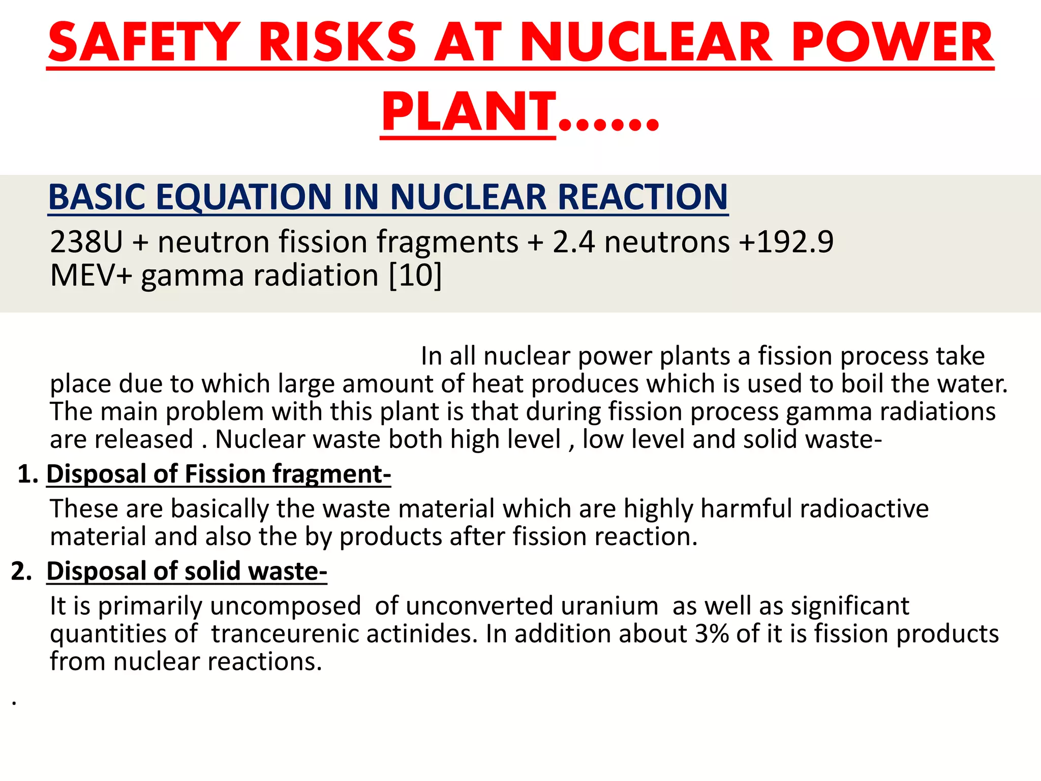 A ppt on natural disaster and safty risks at nuclear power plant | PPT