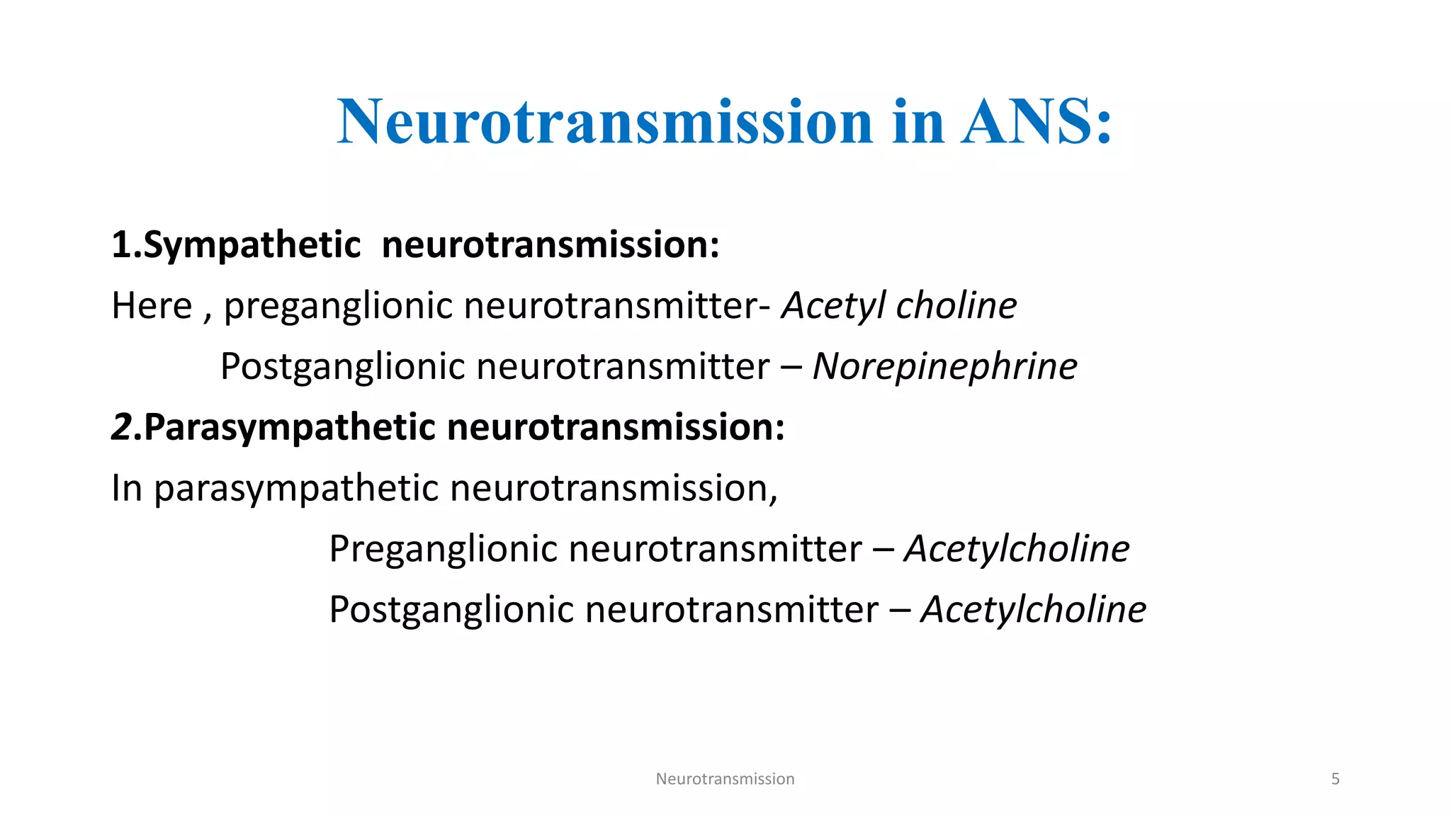 Non adrenergic and Non cholinergic transmission | PPTX