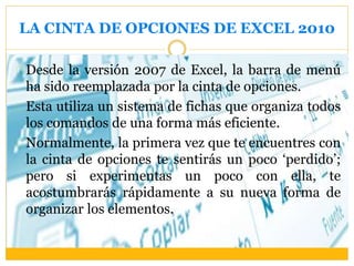 Pestañas excel 2010 | PPTX
