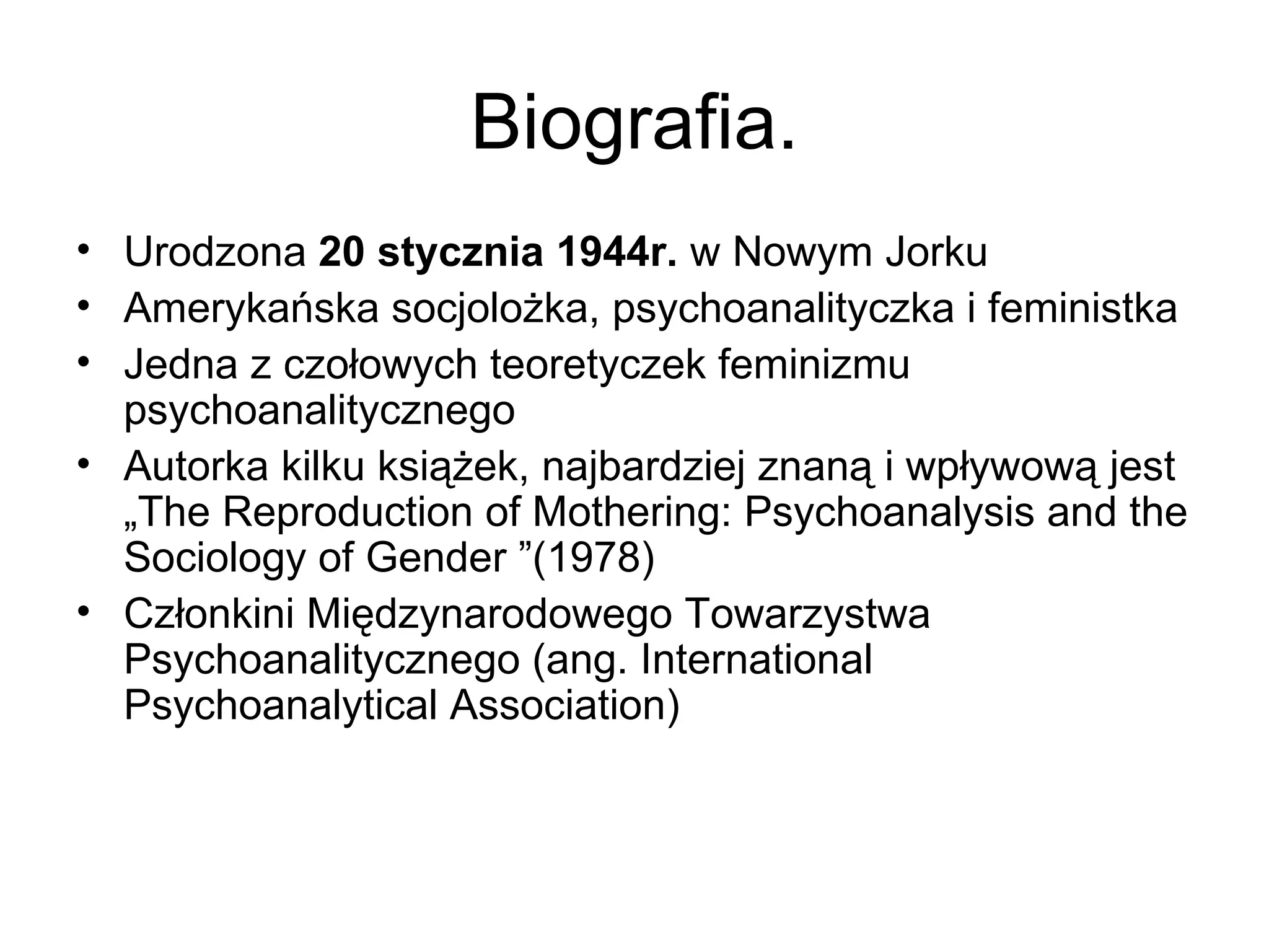 Nancy julia chodorow | PPT