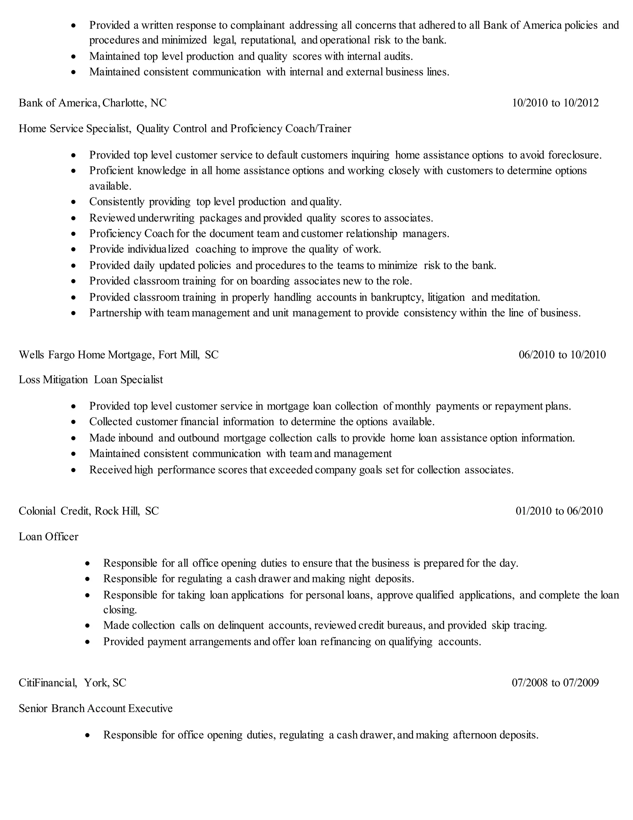 Nancy Resume | DOCX | Home Financing | Personal Debt