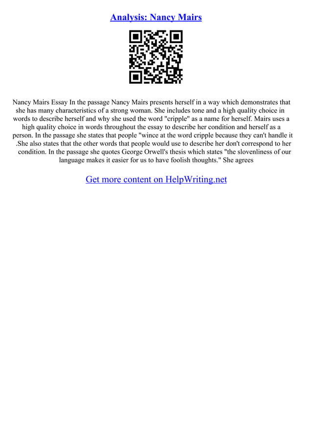Nancy Mairs Essay | PDF