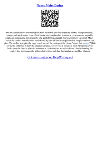 Nancy Mairs Essay | PDF