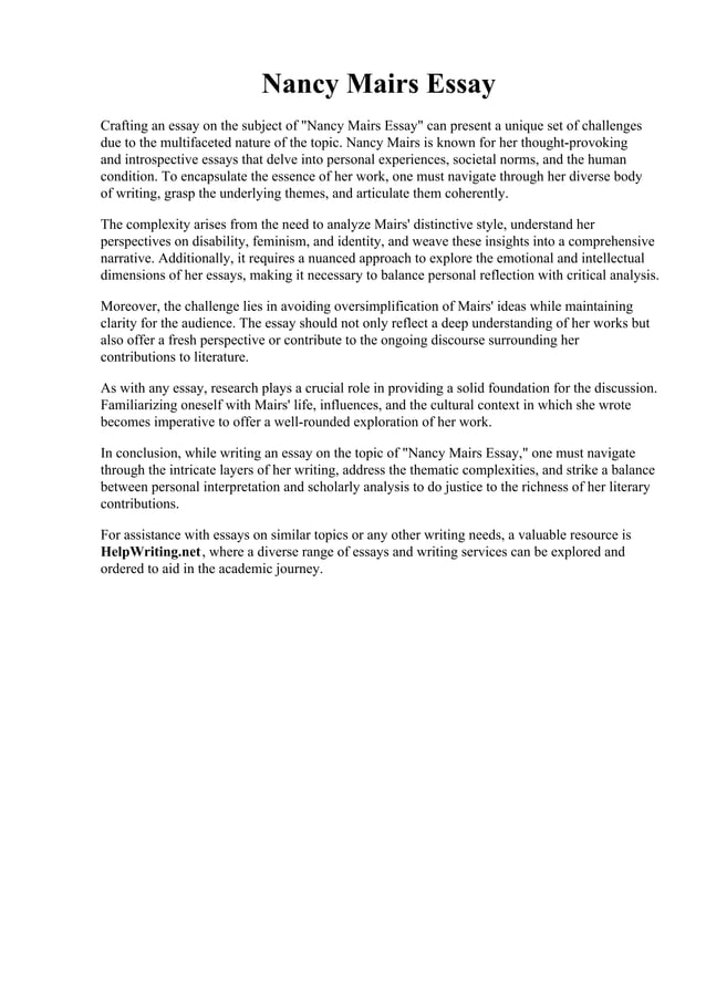 Nancy Mairs Essay | PDF