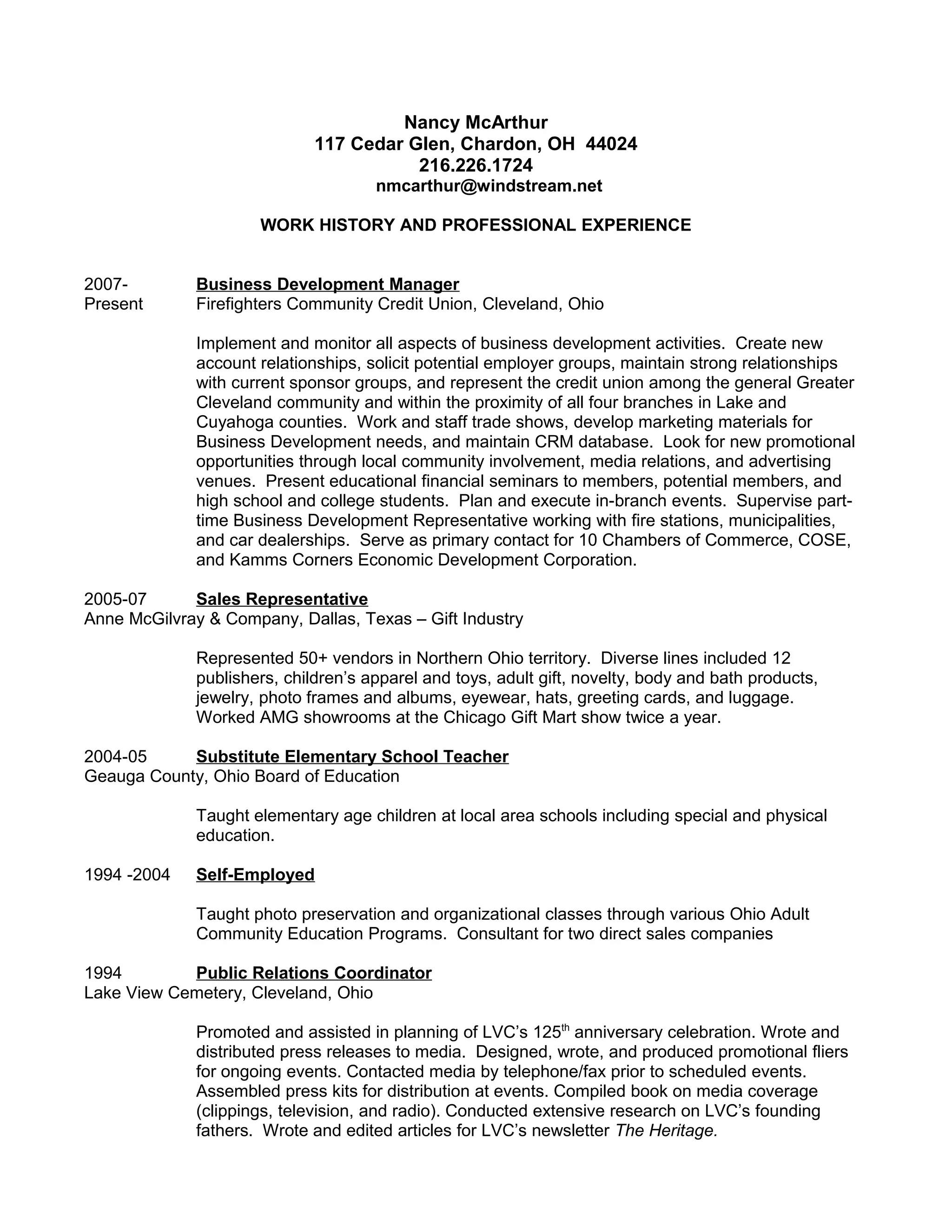 Nancy Resume 2010 | DOC | Business | Business and Finance