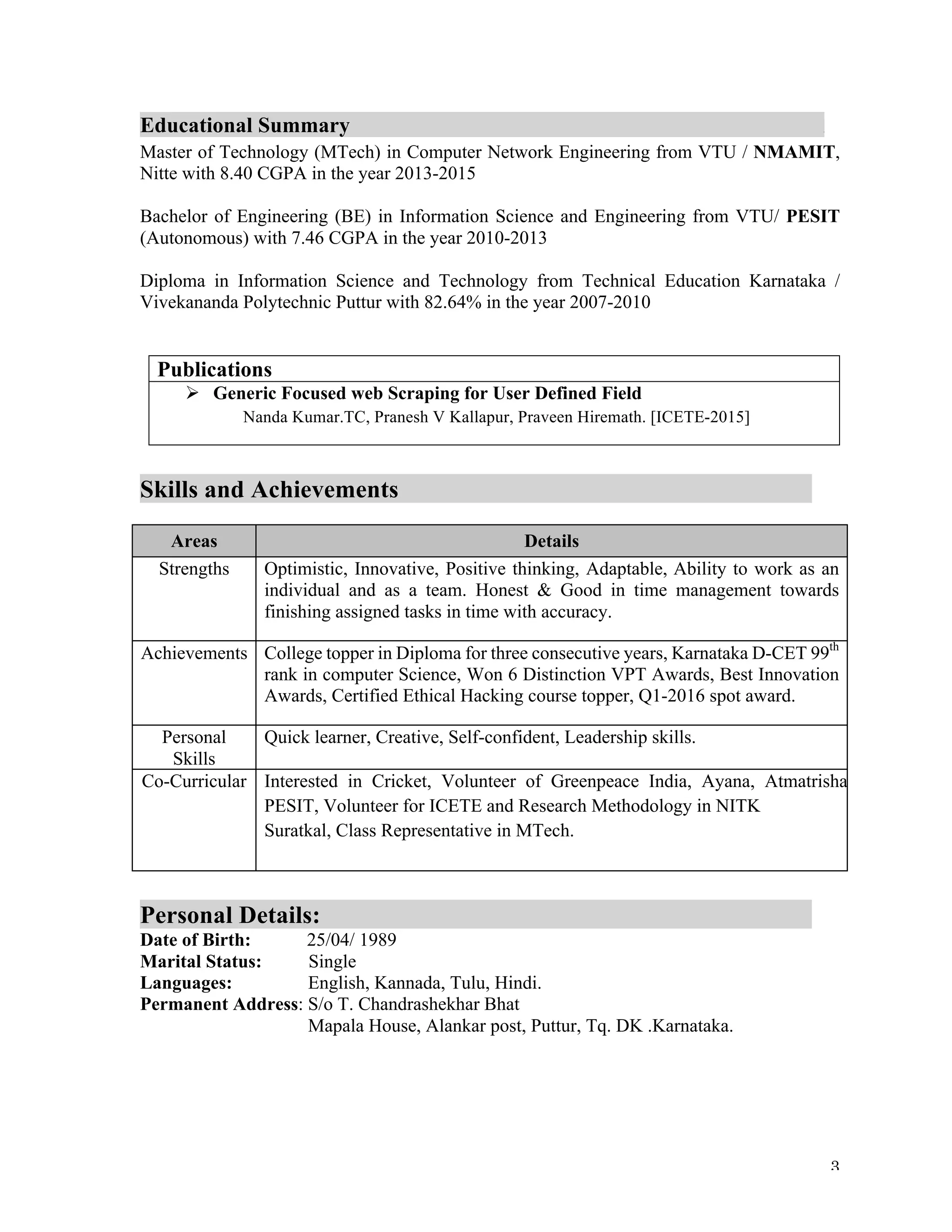 Nanda kumar CV | PDF