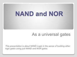 Nand and nor | PPTX