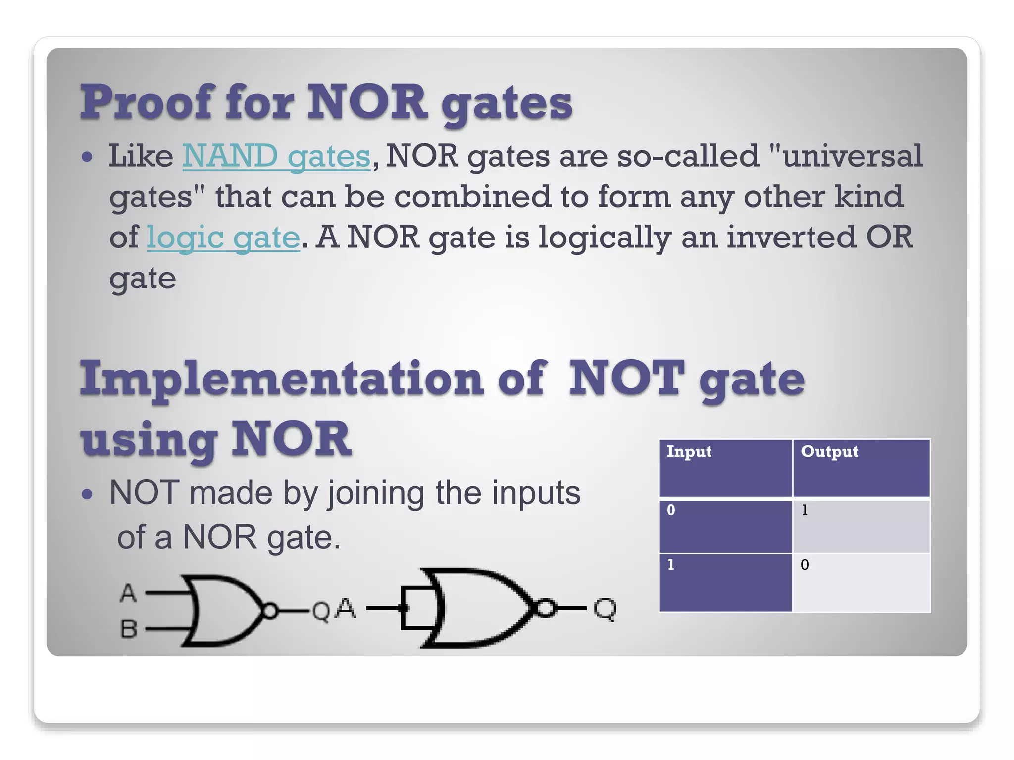 Nand and nor as a universal gates | PPTX