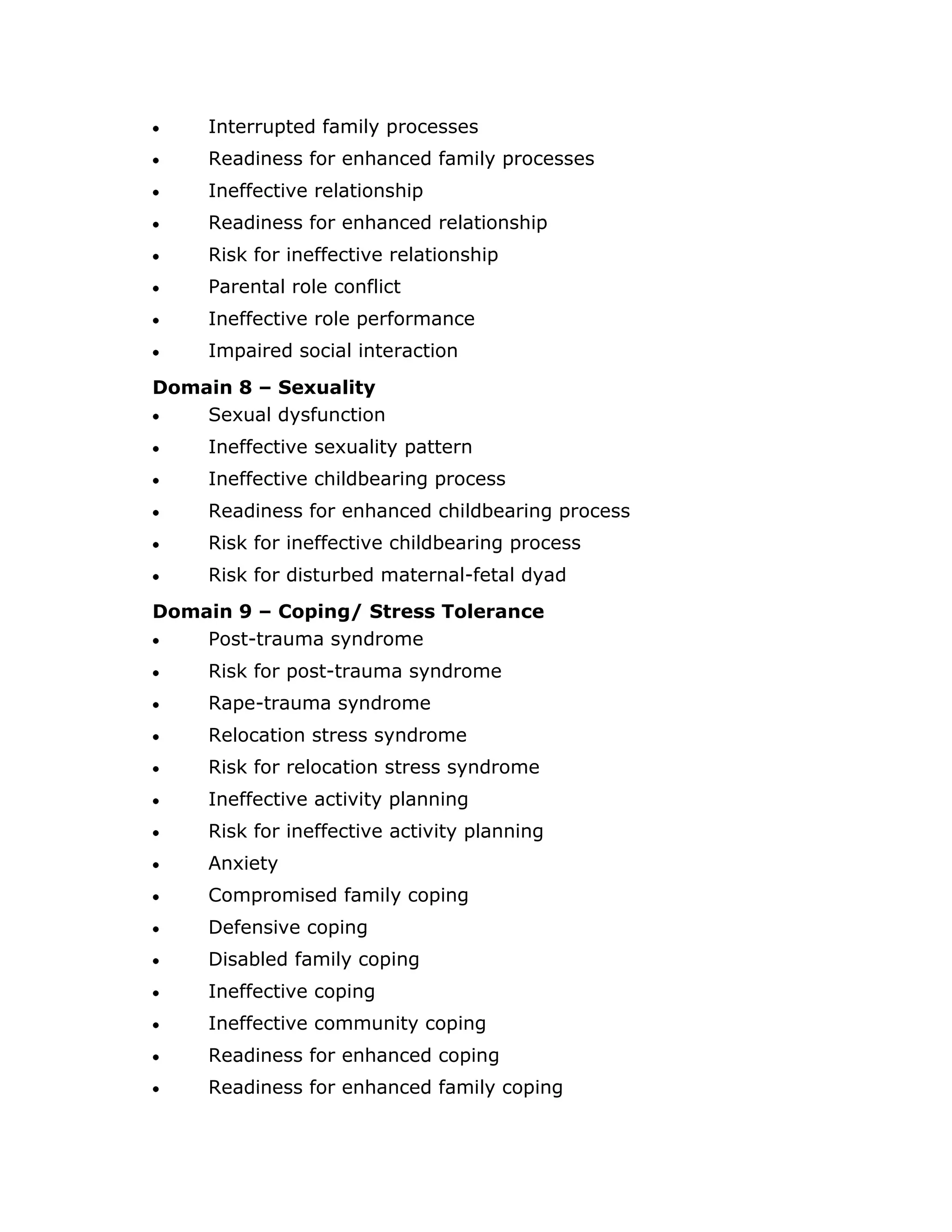 Nanda nursing diagnosis list 2012 | DOCX
