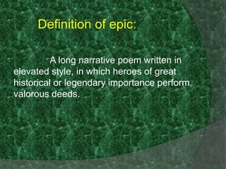 Epic | PPTX | Poetry | Books and Literature