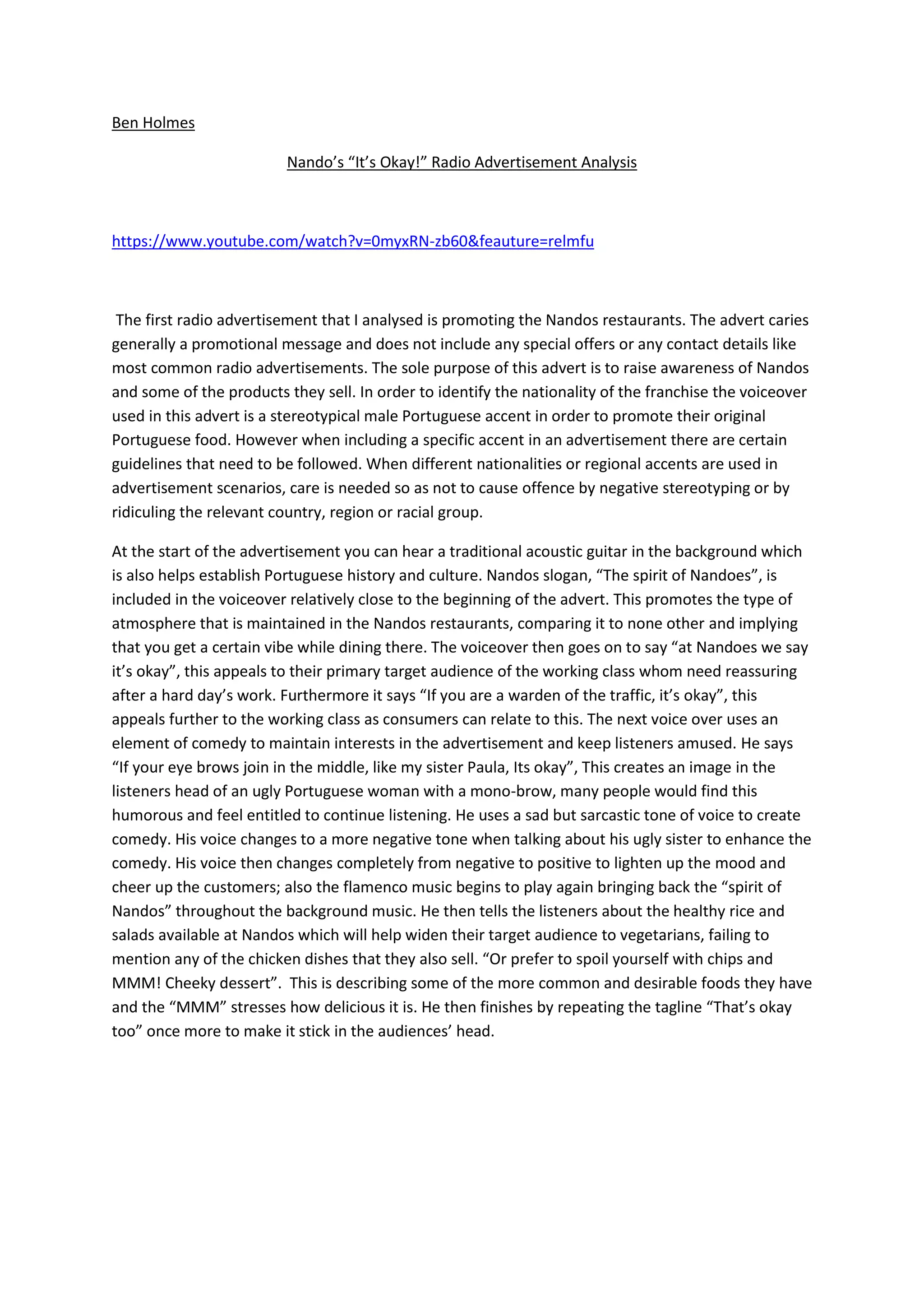 Nandos ad | DOCX