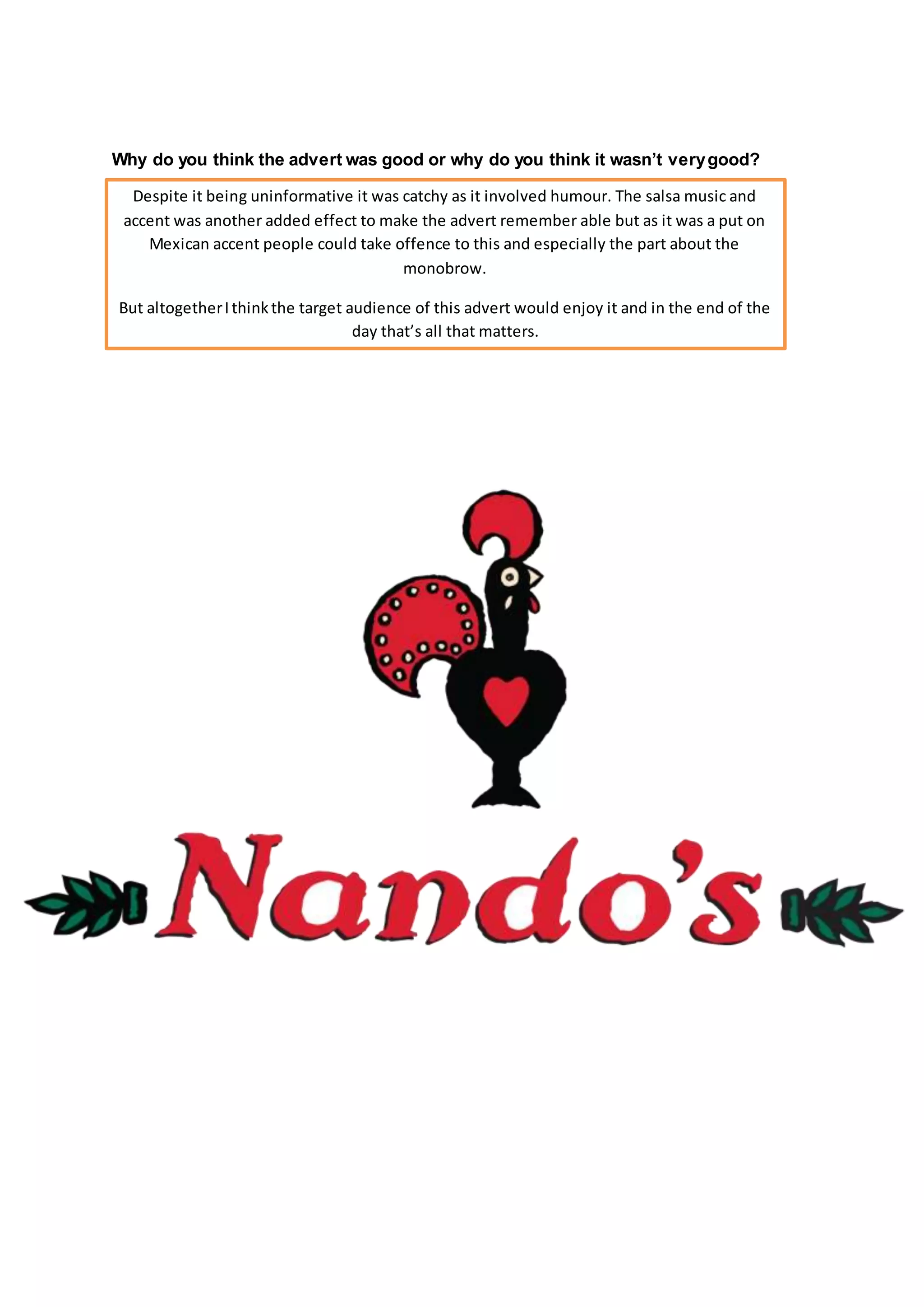 Nandos analysis sheet | DOCX