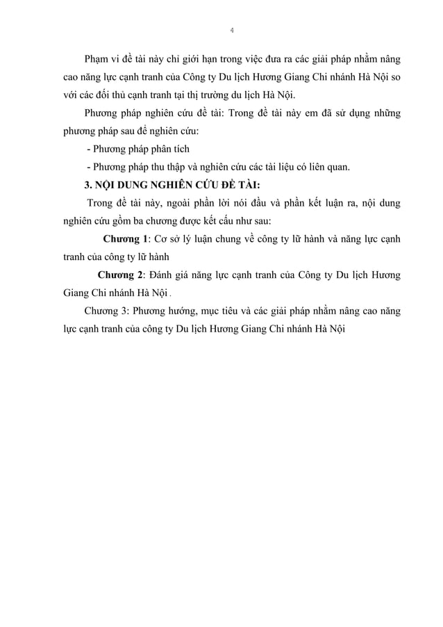 Các giải pháp nhằm nâng cao năng lực cạnh tranh của Công ty Du lịch Hương Giang Chi nhánh Hà Nội ...