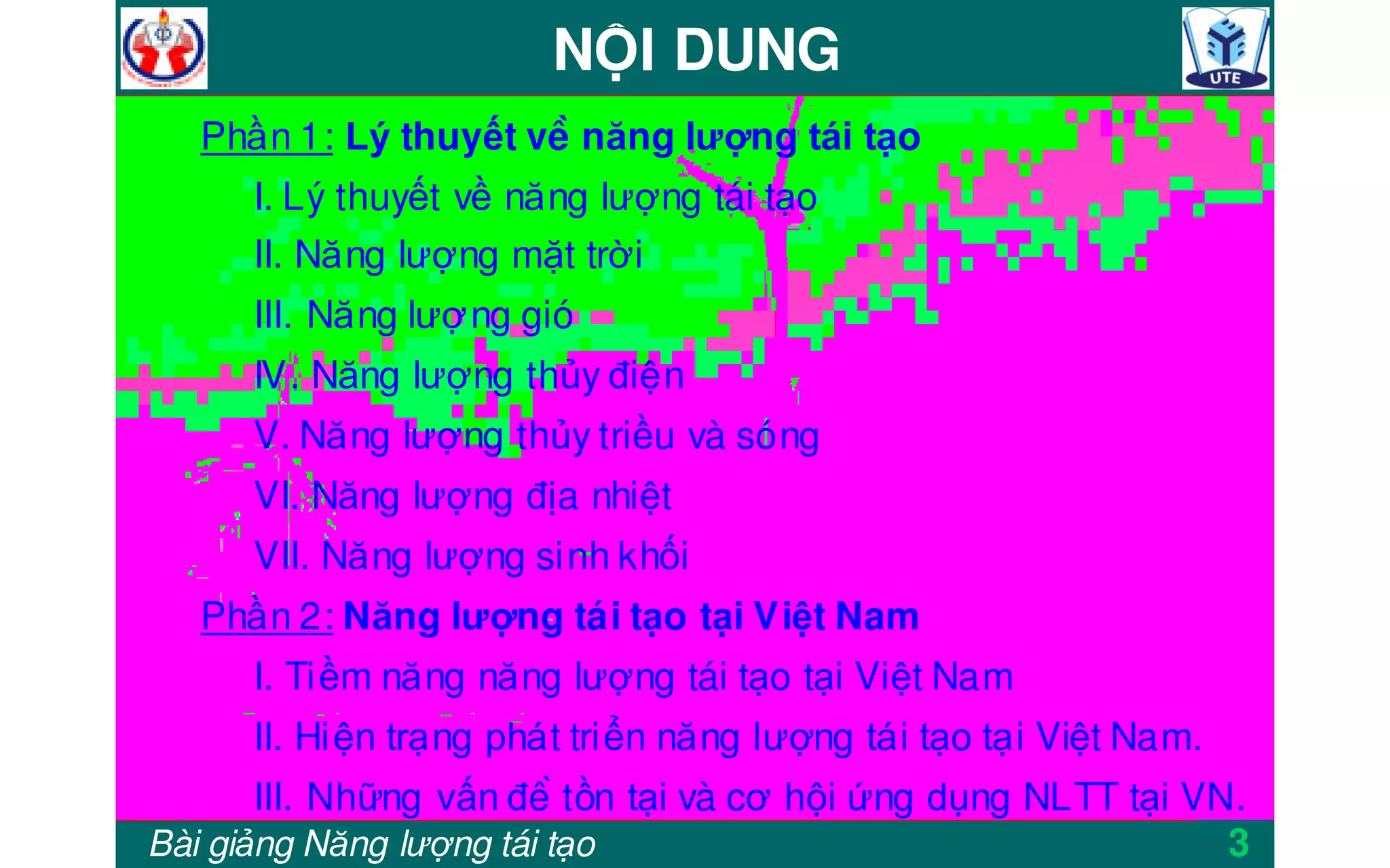 Bài giảng Năng lượng tái tạo-Đại học SPKT TP.HCM