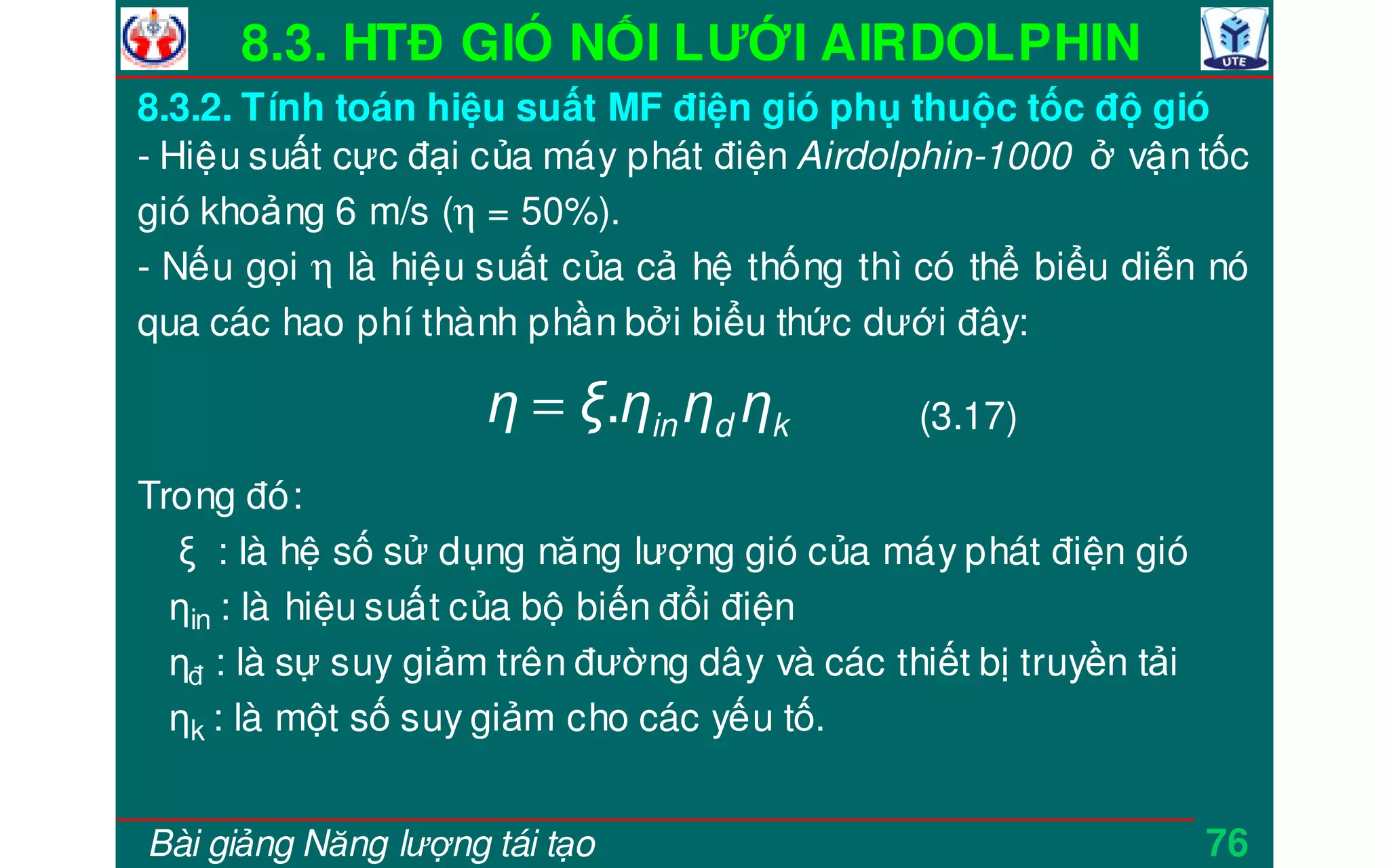 Bài giảng Năng lượng tái tạo-Đại học SPKT TP.HCM
