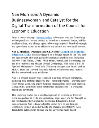 Nan Morrison: A Dynamic Businesswoman and Catalyst for the Digital ...