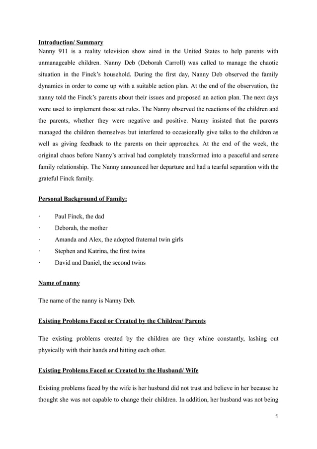 Nanny 911 Approach on Parenting | PDF