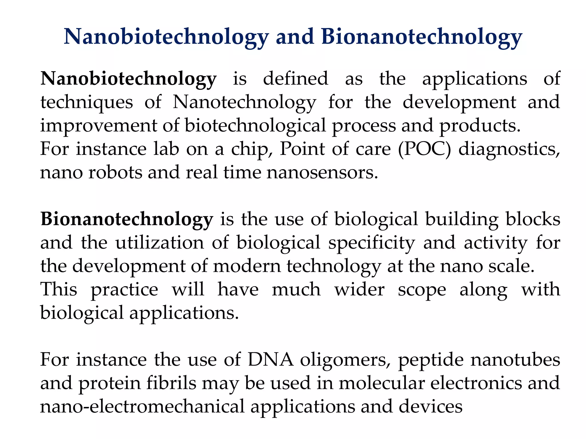 Nanobiotechnology lecture 1 | PPTX