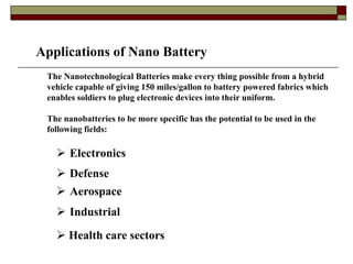detailed study on Nanobatterys | PPT