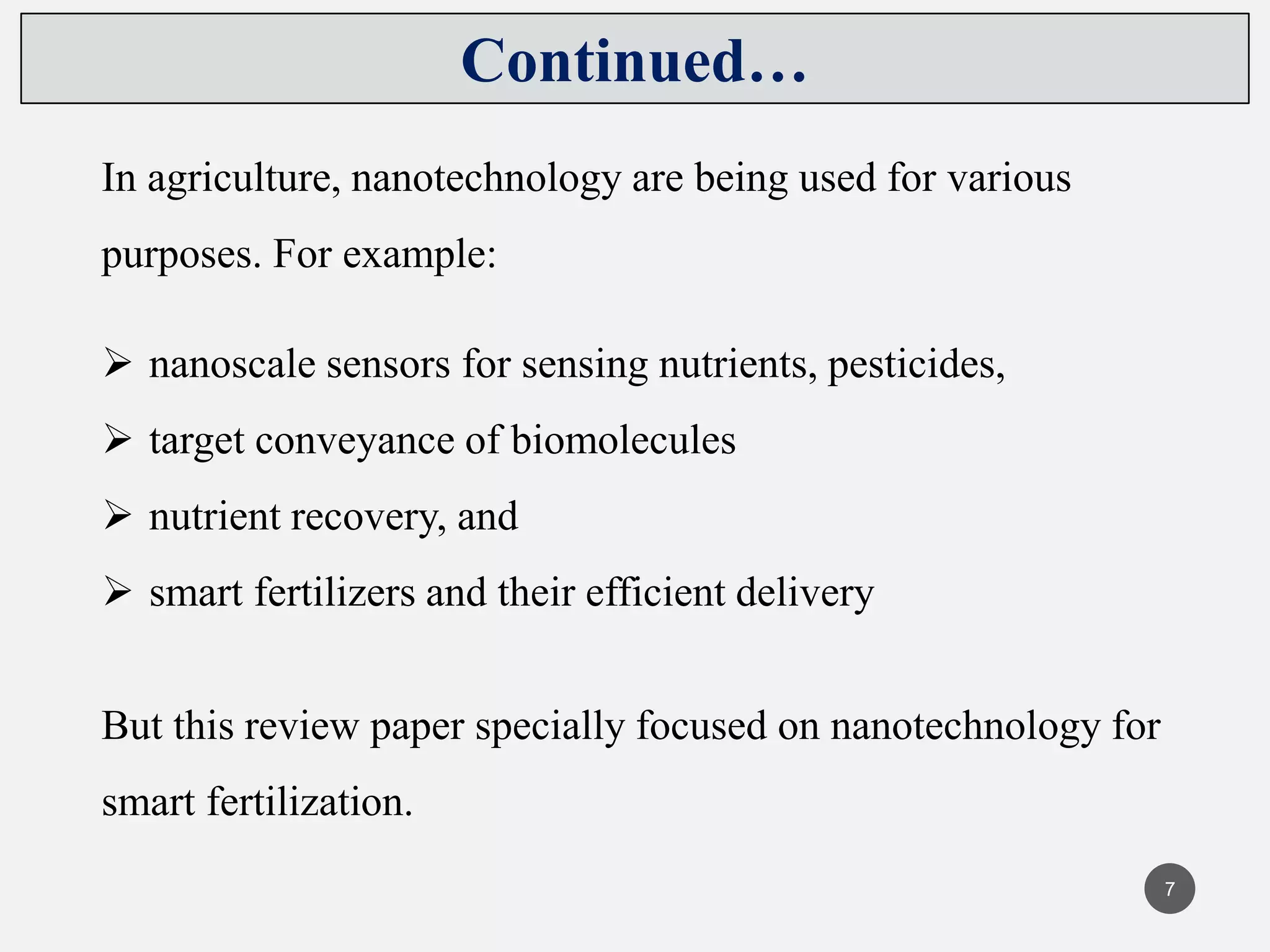 Nano fertilizer for smart agriculture by parvez kabir (ppt slide ) | PPT